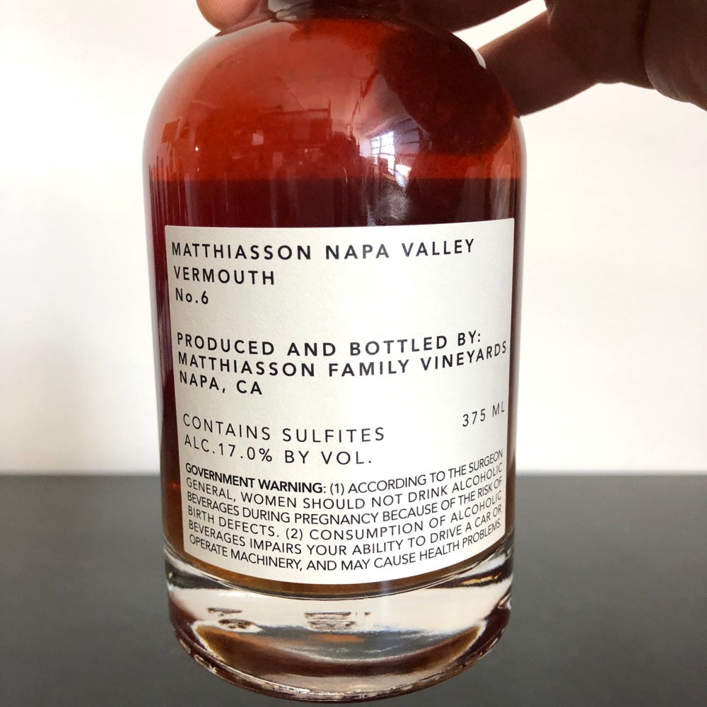 Matthiasson Sweet Vermouth No 6 Yount Mill Vinyards Napa Valley Usa
