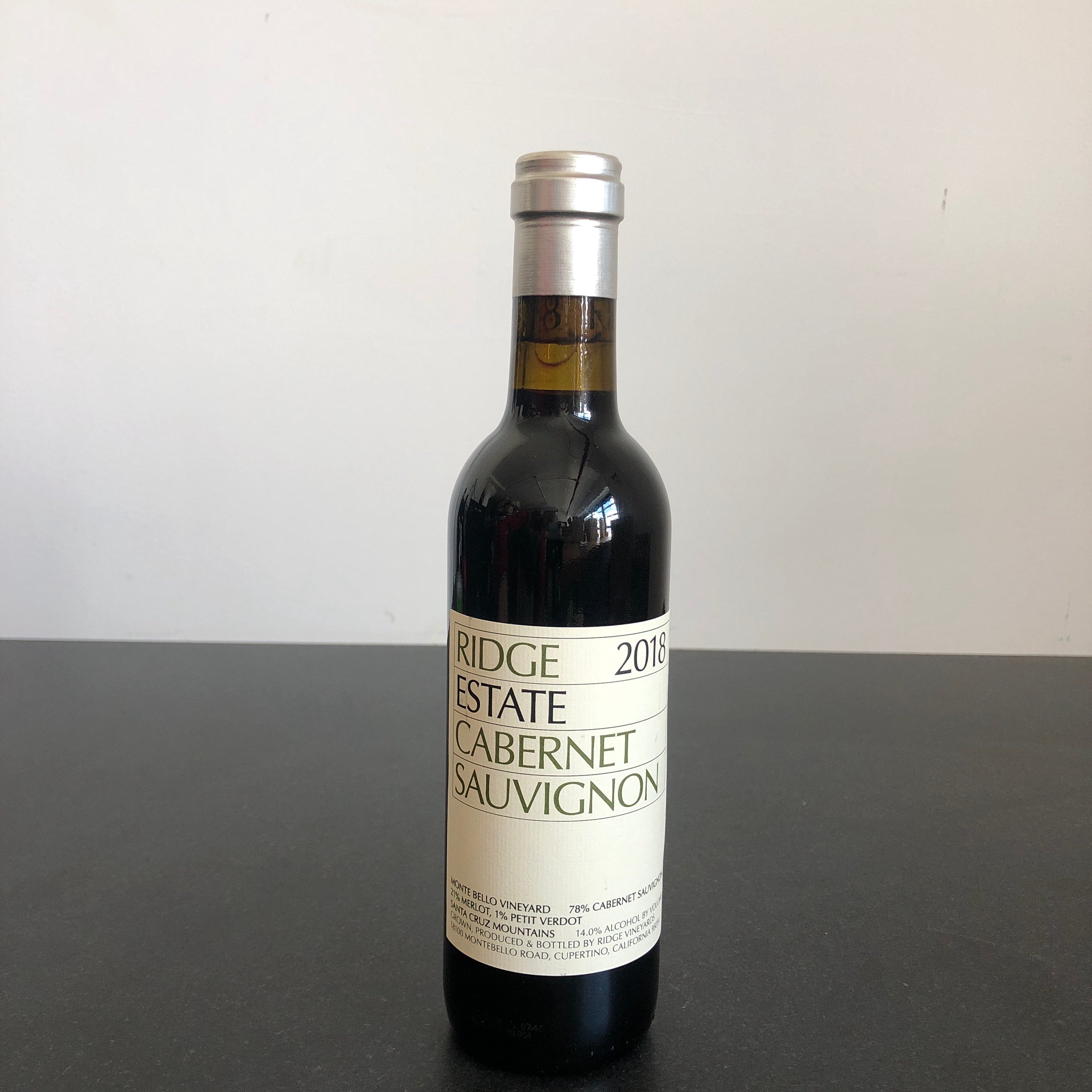 2018 Ridge Vineyards Estate Cabernet Sauvignon 375ML, Santa Cruz Mount ...